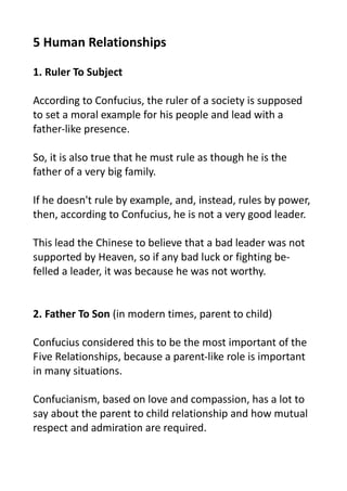 Confucianism Five Relationships