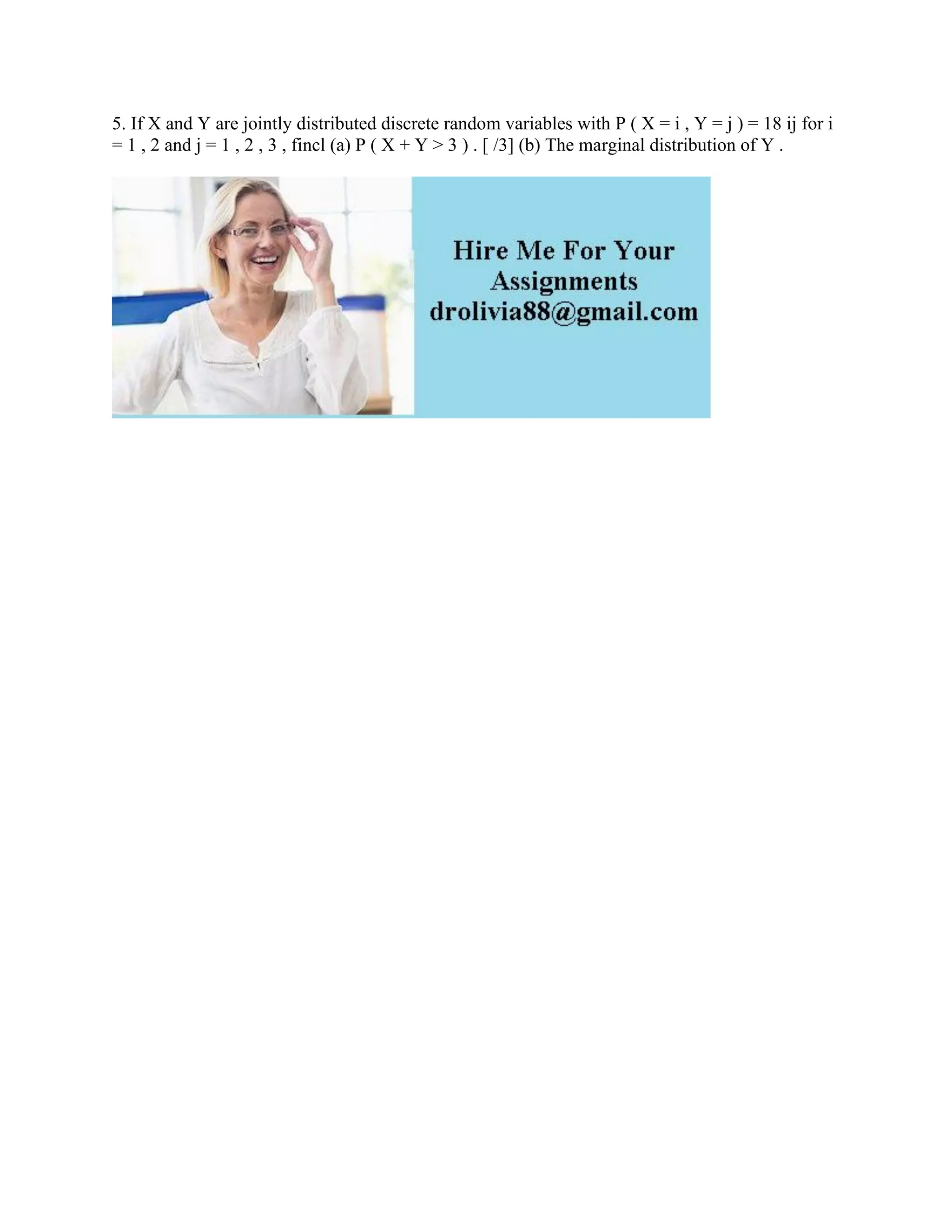 5- If X and Y are jointly distributed discrete random variables with P.pdf