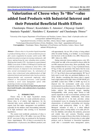 Valorization of Cheese whey To “Bio”-value added food Products with ...