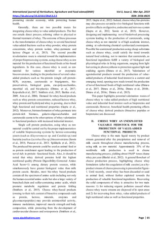 Valorization of Cheese whey To “Bio”-value added food Products with ...