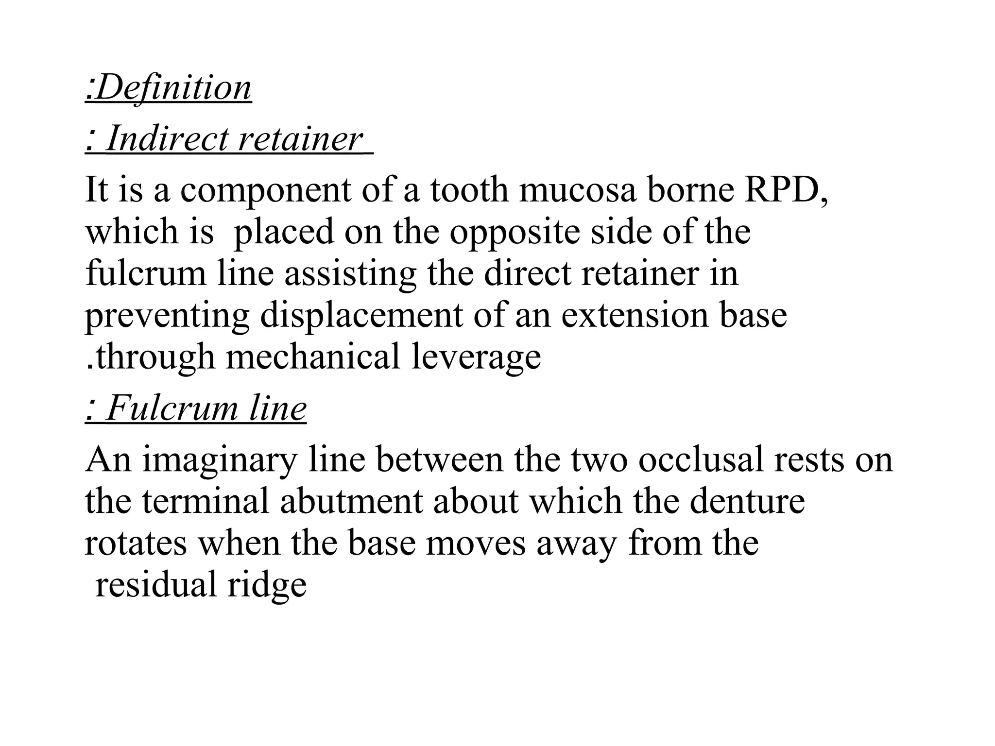 5 indirect retainers | PPT