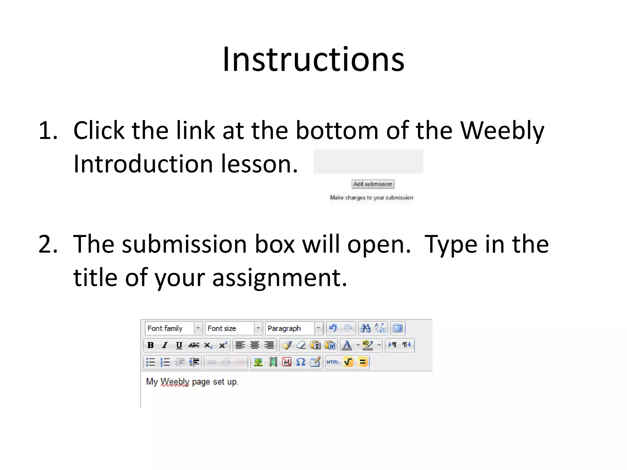 5 inserting a hyperlink for your weebly submissions | PPT