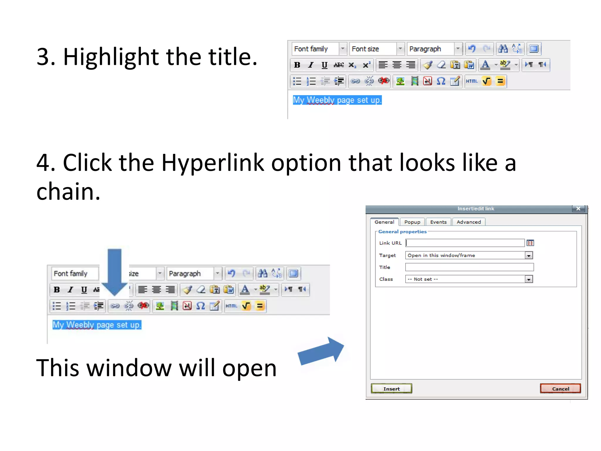 5 inserting a hyperlink for your weebly submissions | PPT