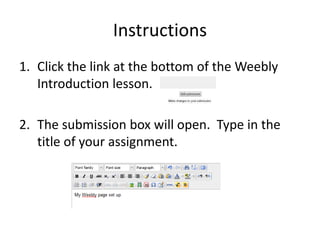 5 inserting a hyperlink for your weebly submissions | PPT