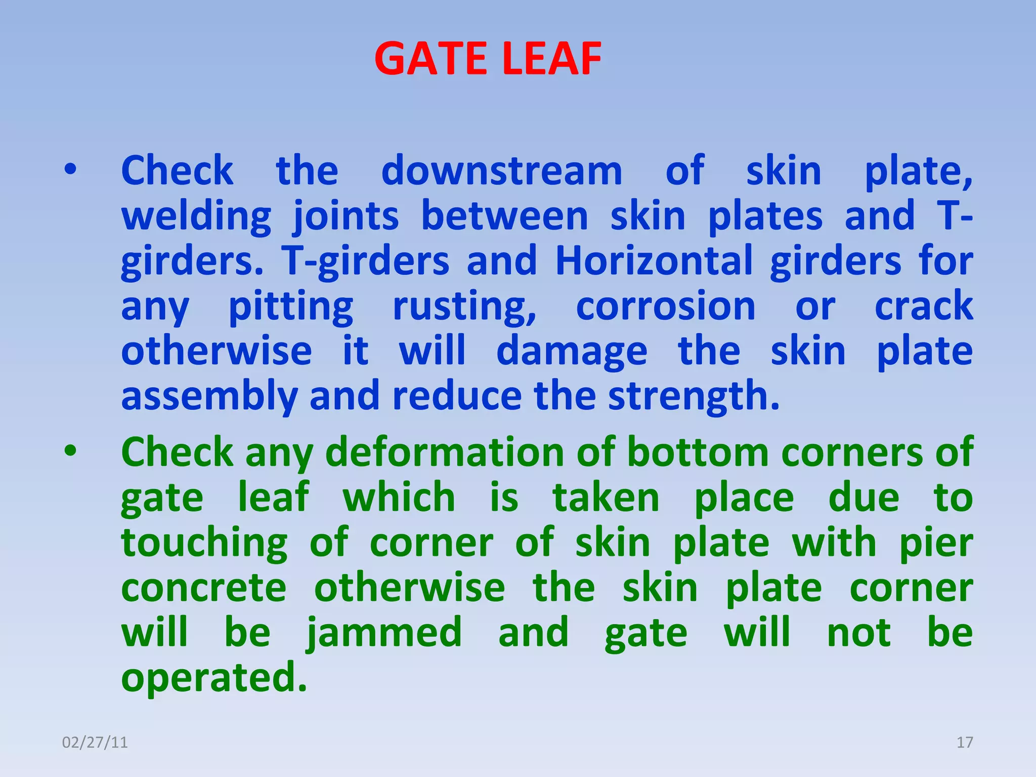 inspection of gates of Dam | PPT