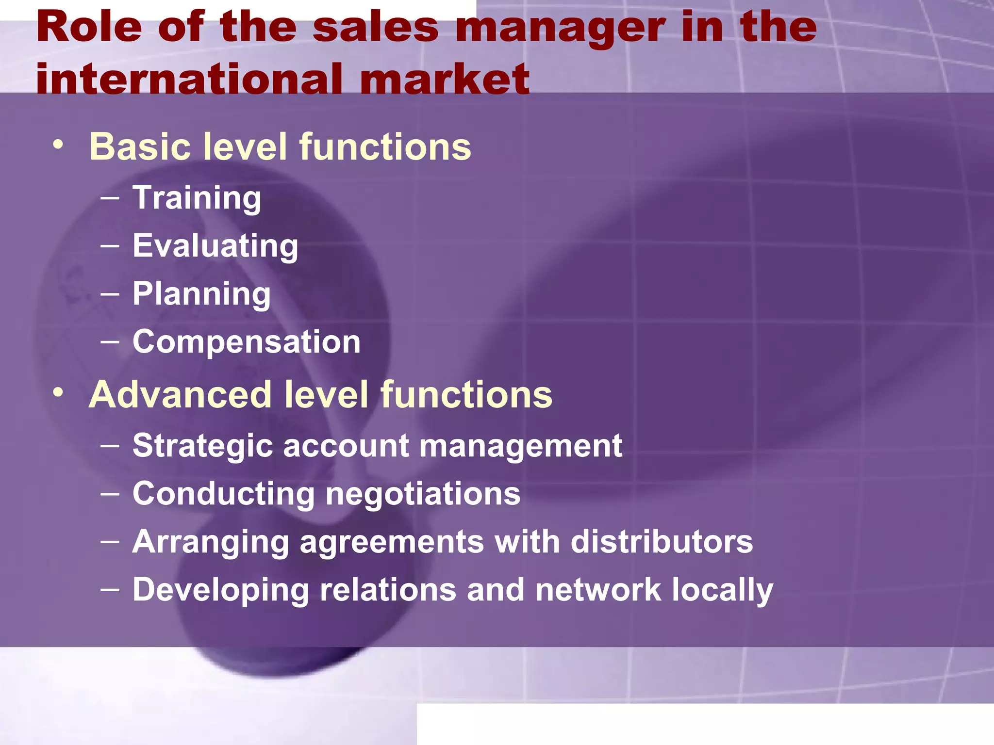 international sales management | PPT