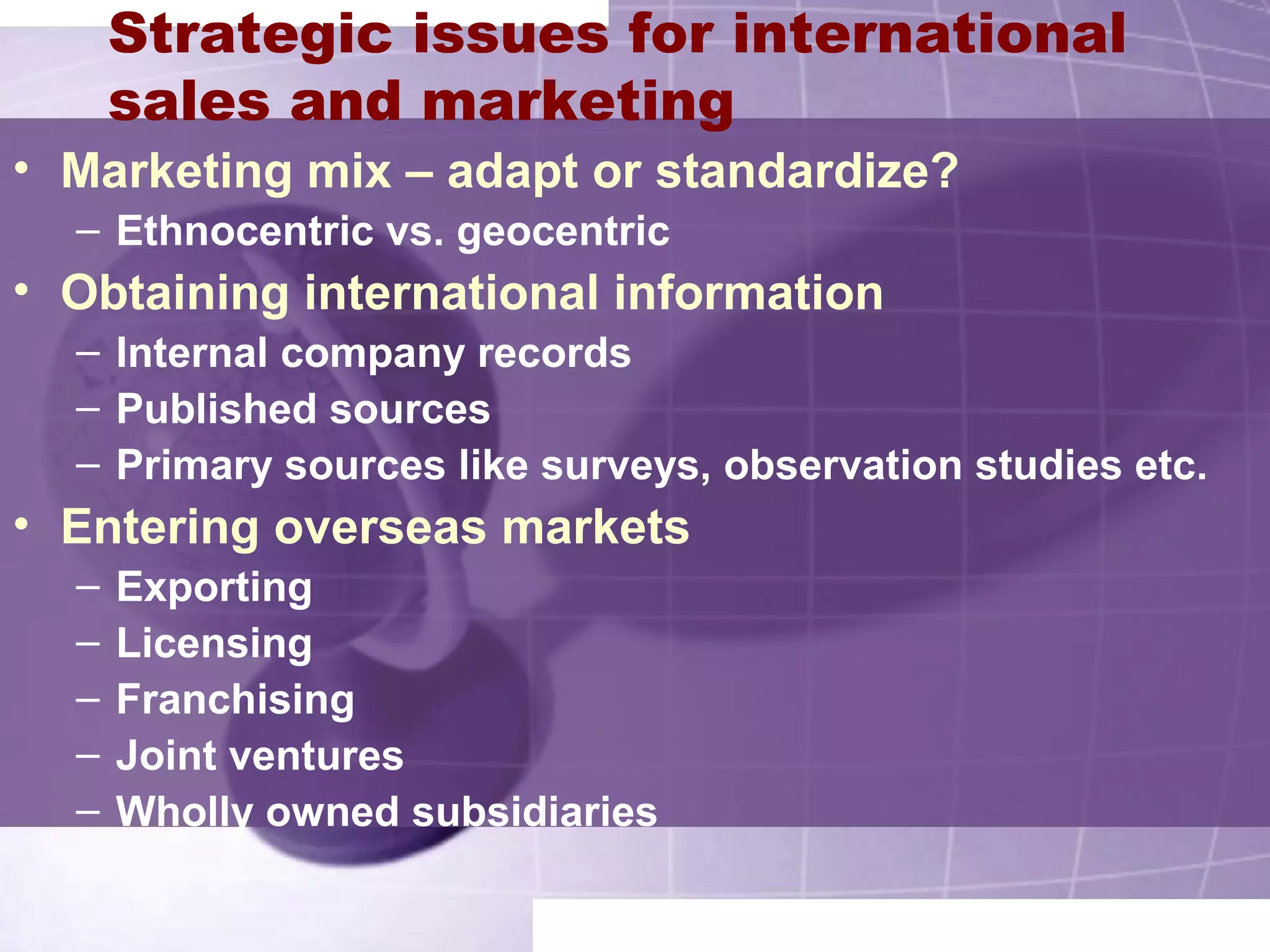 international sales management | PPT