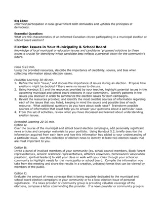 Municipal Election Lesson 5 - Local Election Issues | DOC | Civic ...