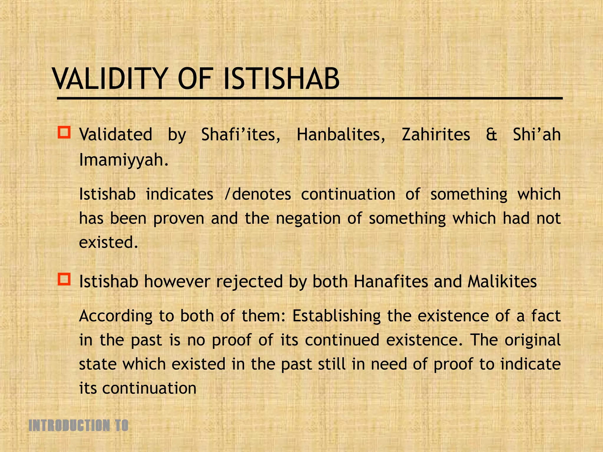 Introduction to Usul Fiqh : Istishab | PPT