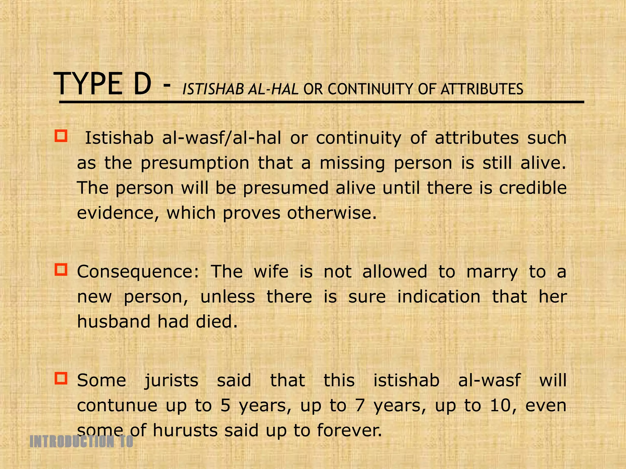 Introduction to Usul Fiqh : Istishab | PPT