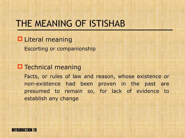 Introduction to Usul Fiqh : Istishab | PPT | Islam | Religion ...
