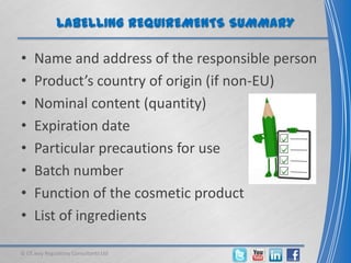 Cosmetics labeling requirements EU | PPTX