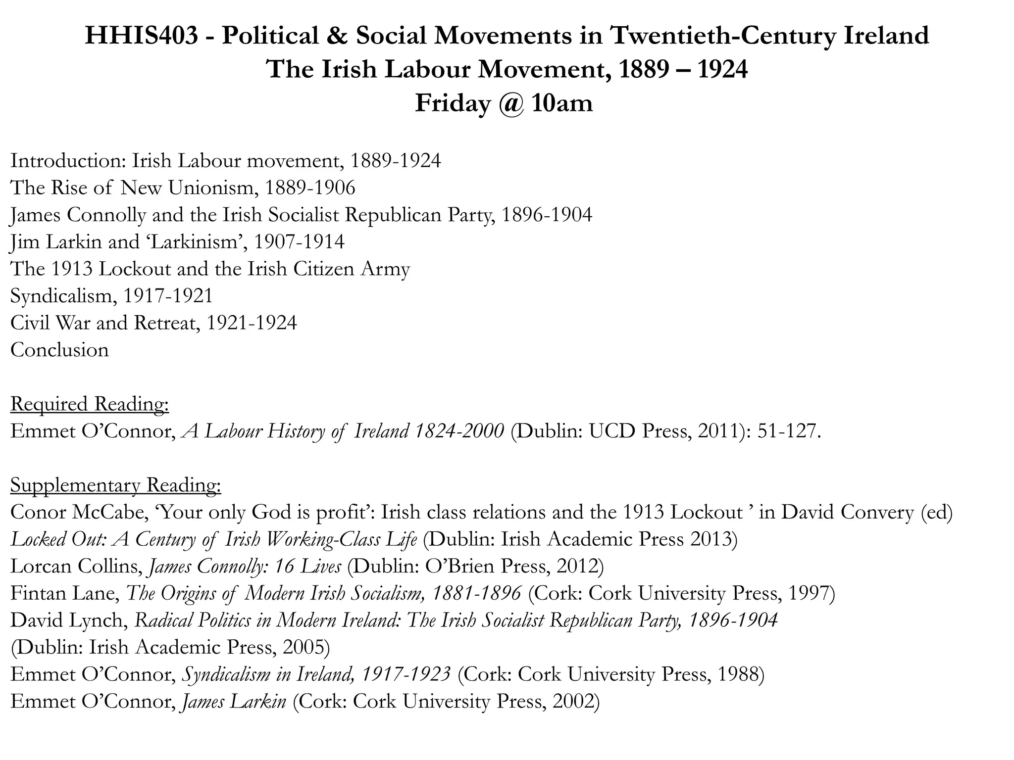 Irish Labour Movement 1889-1924: Lecture Five - 1913 Lockout | PPTX