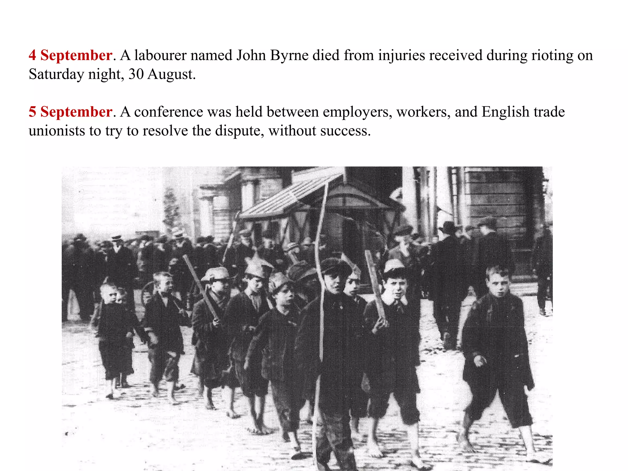 Irish Labour Movement 1889-1924: Lecture Five - 1913 Lockout | PPTX