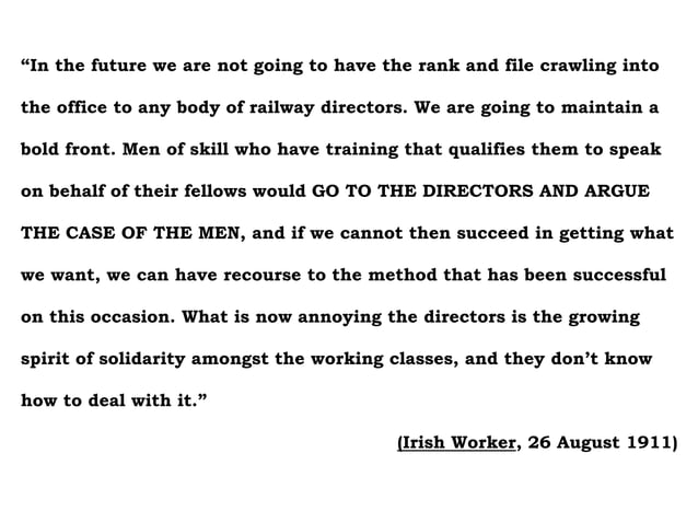 Irish Labour Movement 1889-1924: Lecture Five - 1913 Lockout | PPT
