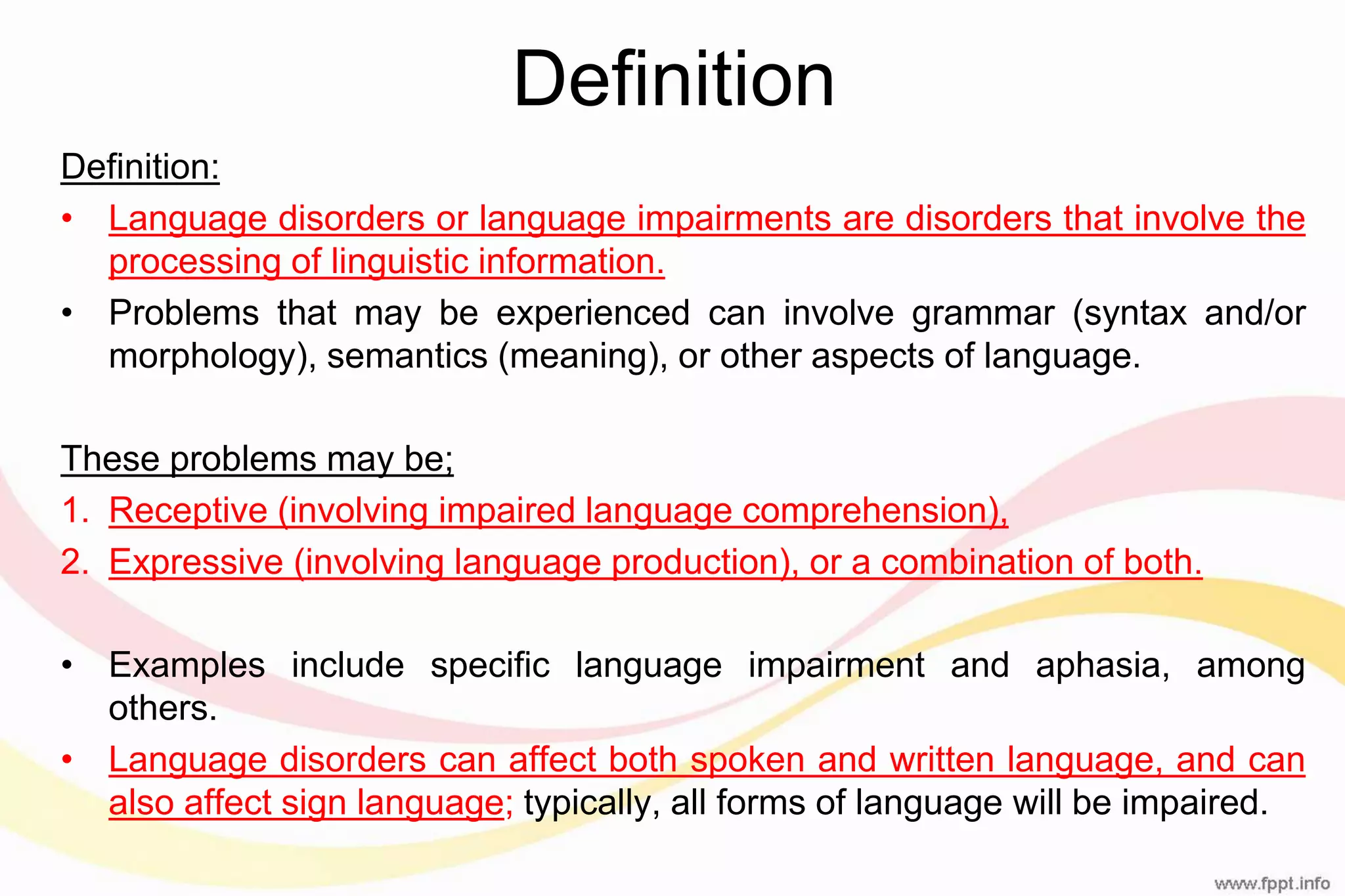 Language disorders | PPT