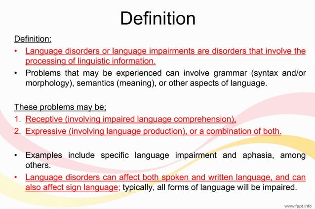 Language disorders | PPT