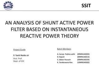 Analysis of Shunt APF (Active PowerFilter) | PPTX