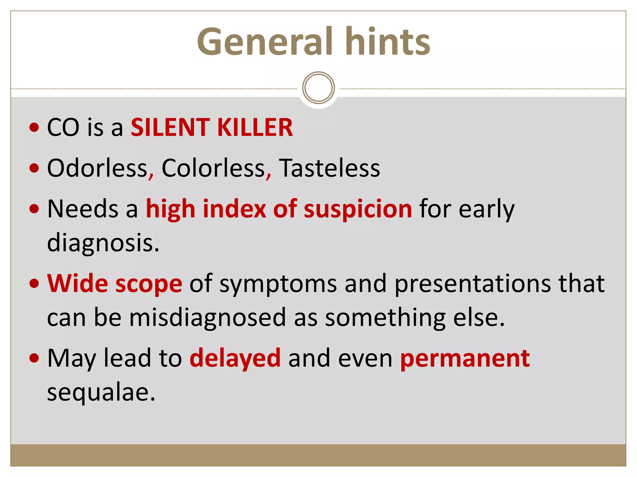 Management protocol of carbon Monoxide poisoning | PPTX