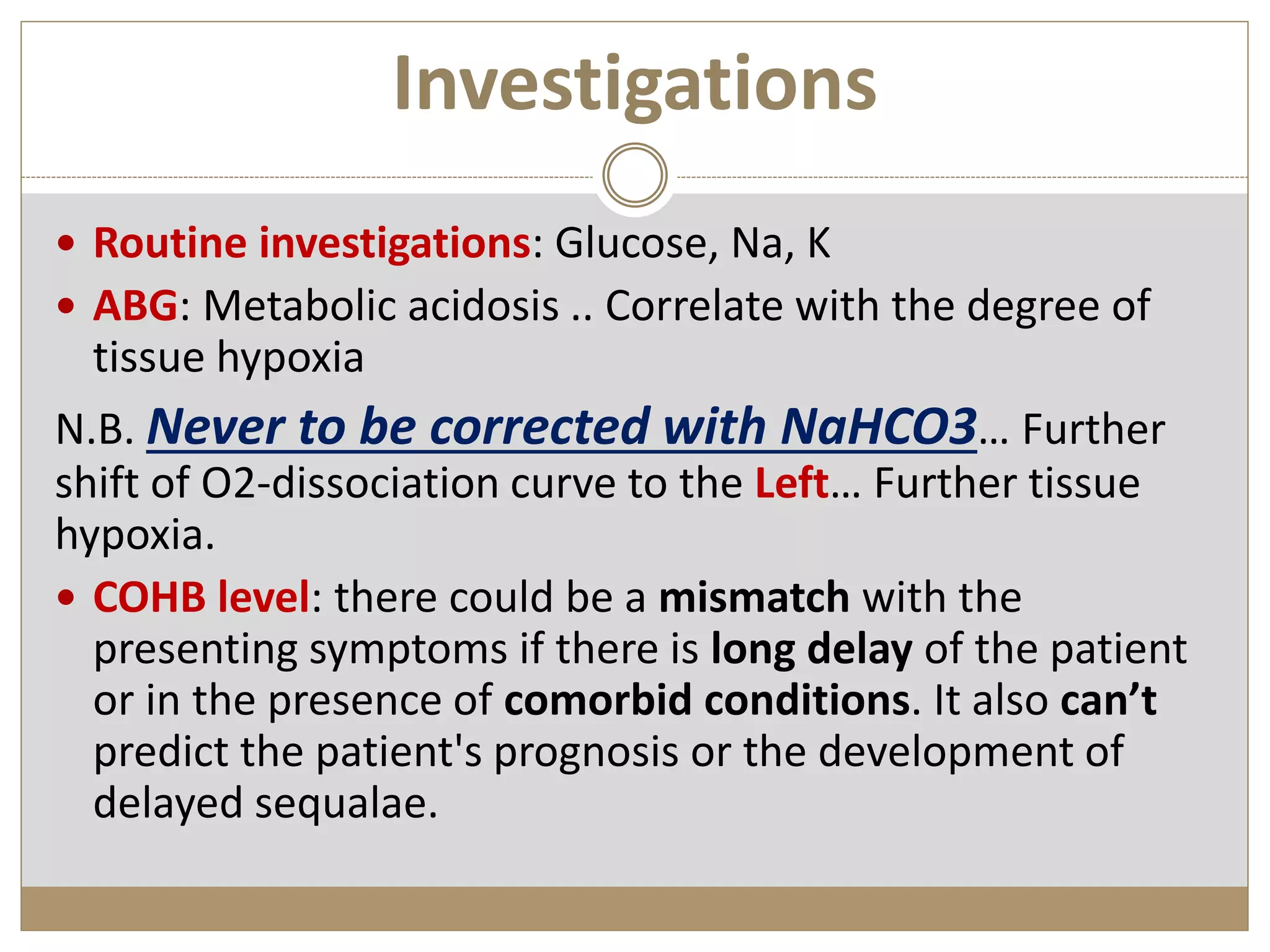 Management protocol of carbon Monoxide poisoning | PPTX