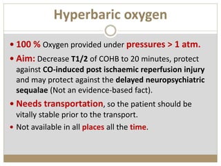 Management protocol of carbon Monoxide poisoning | PPTX