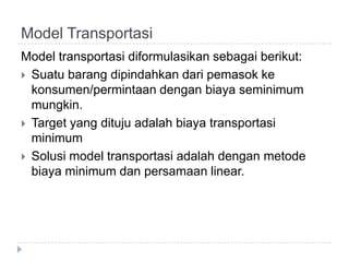 5. masalah transportasi dan penugasan | PPTX