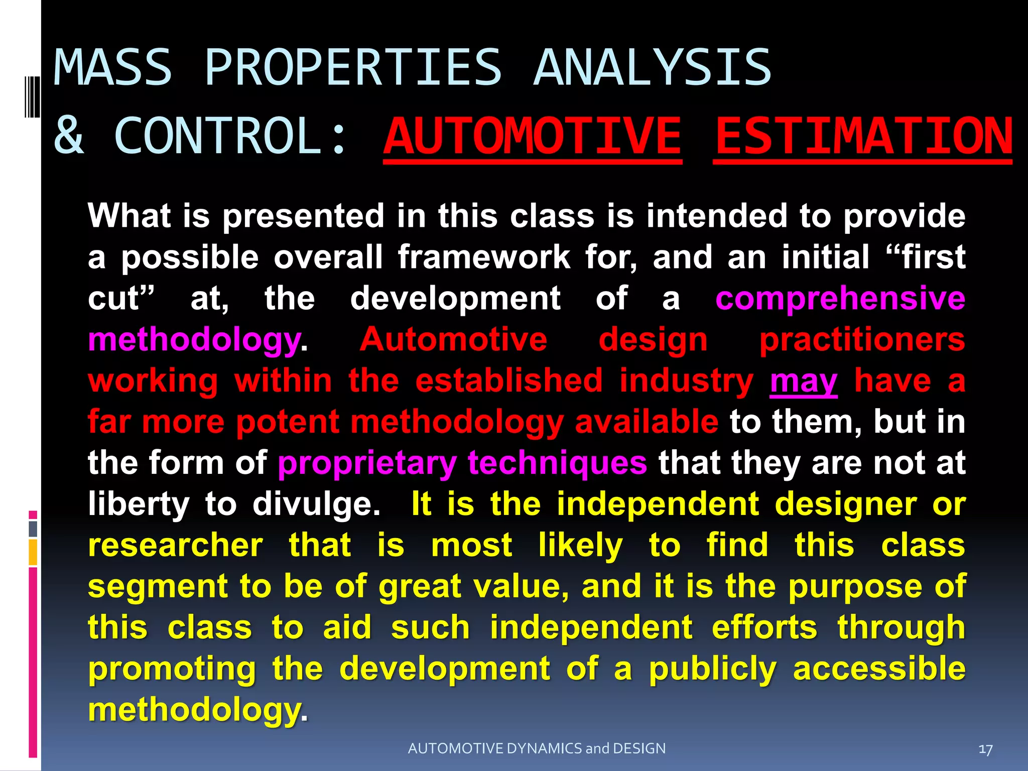5- MASS PROPERTIES ANALYSIS and CONTROL | PPTX