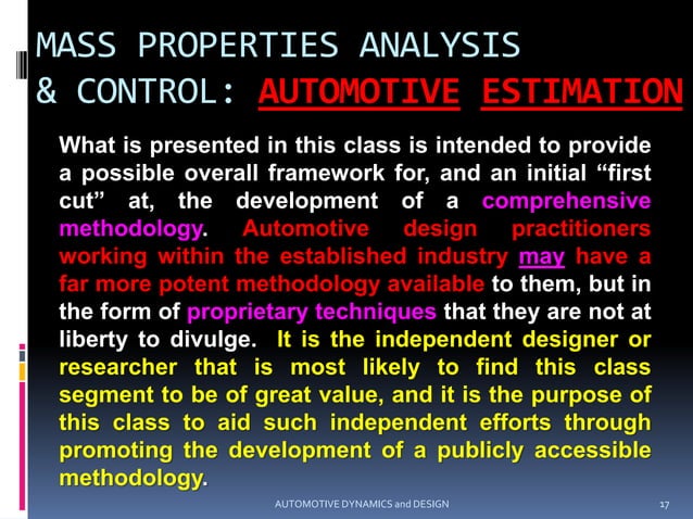 5- MASS PROPERTIES ANALYSIS and CONTROL | PPTX