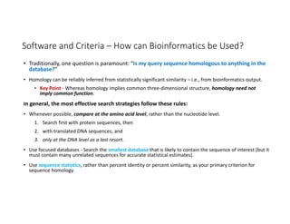 Bioinformatics: Building the cornerstones of Sequence Homology and its ...