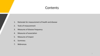 MEASURES OF DISEASE FREQUENCY. ASSOSCIATION AND IMPACT | PPTX