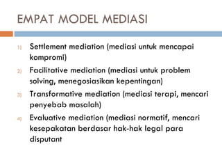 pengertian dan penjelasan teori mediasi dalam penyelesaian konflik | PPT