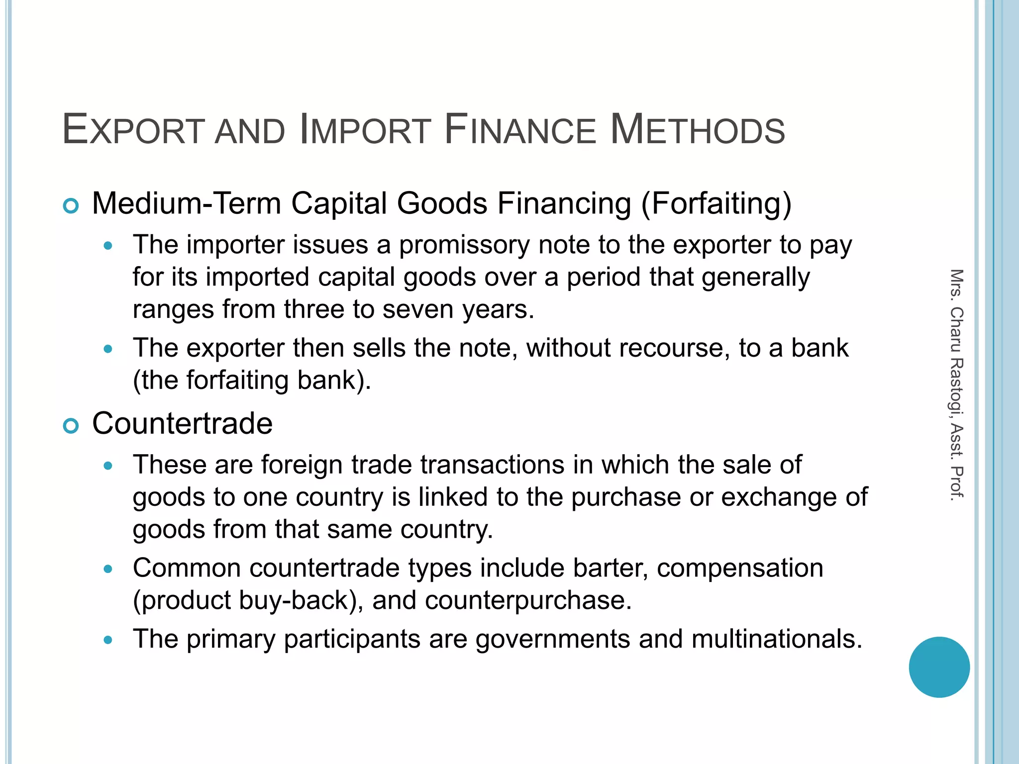 5. Methods of Payment in International Trade/Export and Import Finance ...
