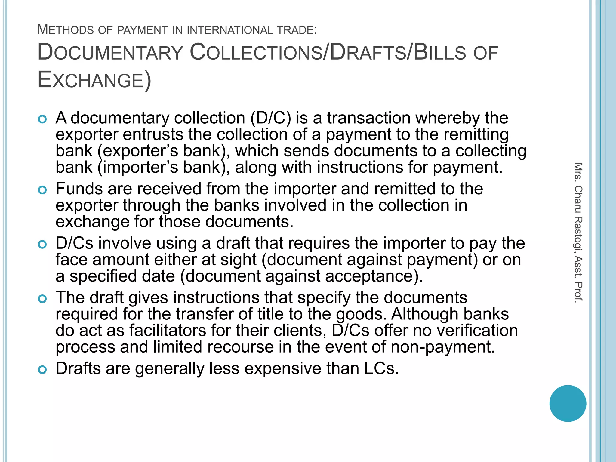 5. Methods of Payment in International Trade/Export and Import Finance ...
