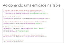 Microsoft Azure Storage - Table (NoSQL) | PPT
