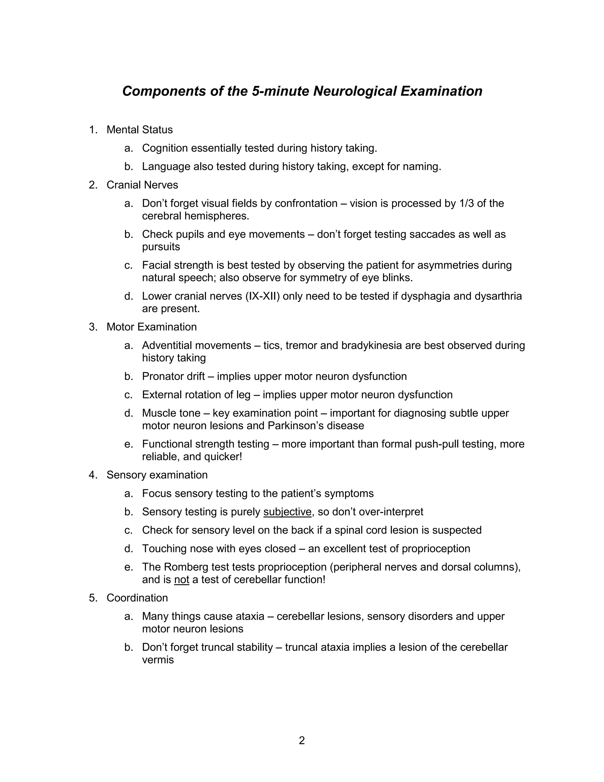 5 minute-neuro-exam-handout | PDF