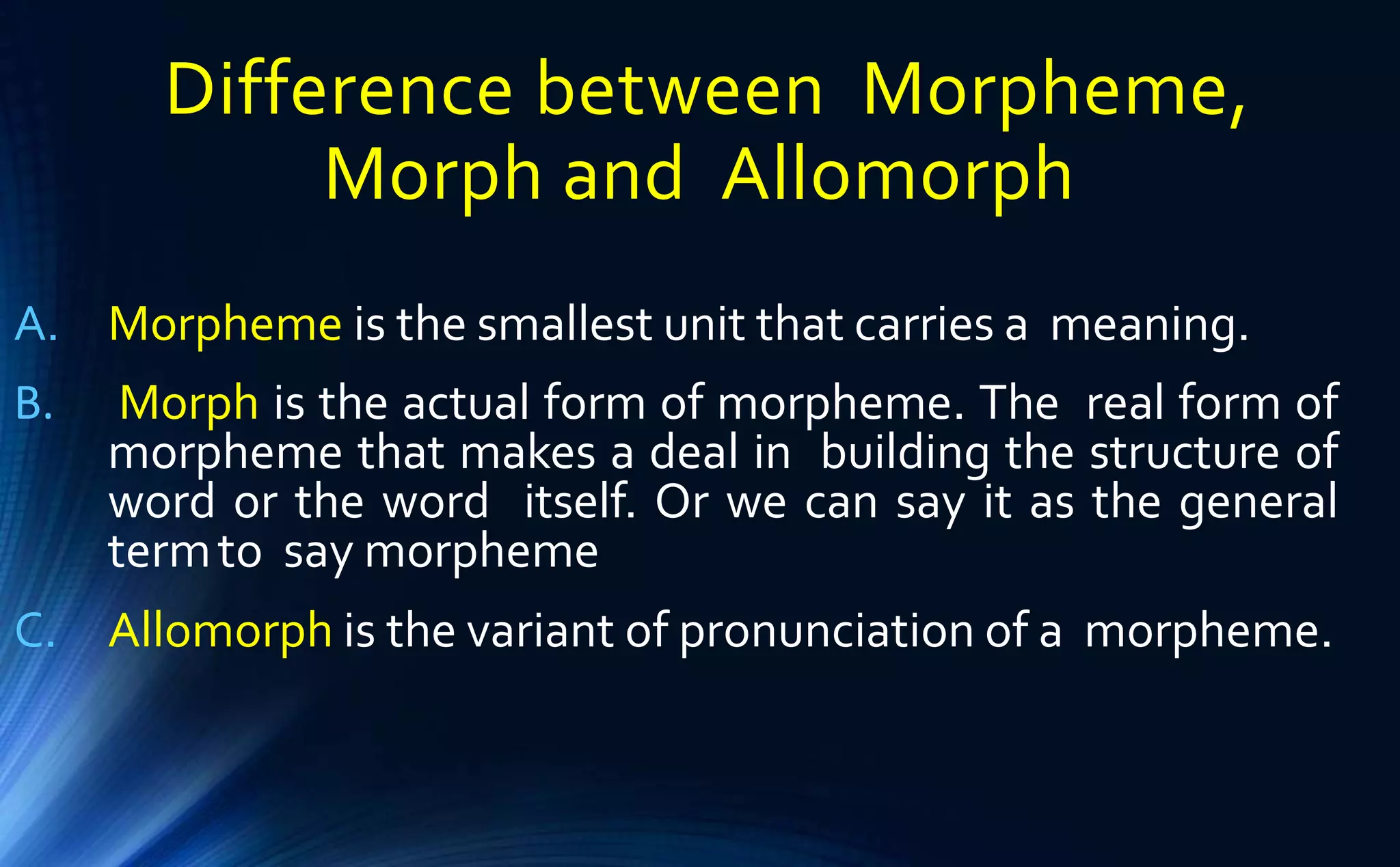 Morph, Morpheme & Allomorph | PPTX