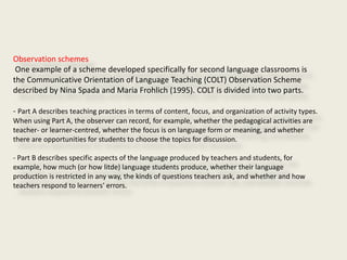 Observing learning and teaching in the second language classroom | PPTX