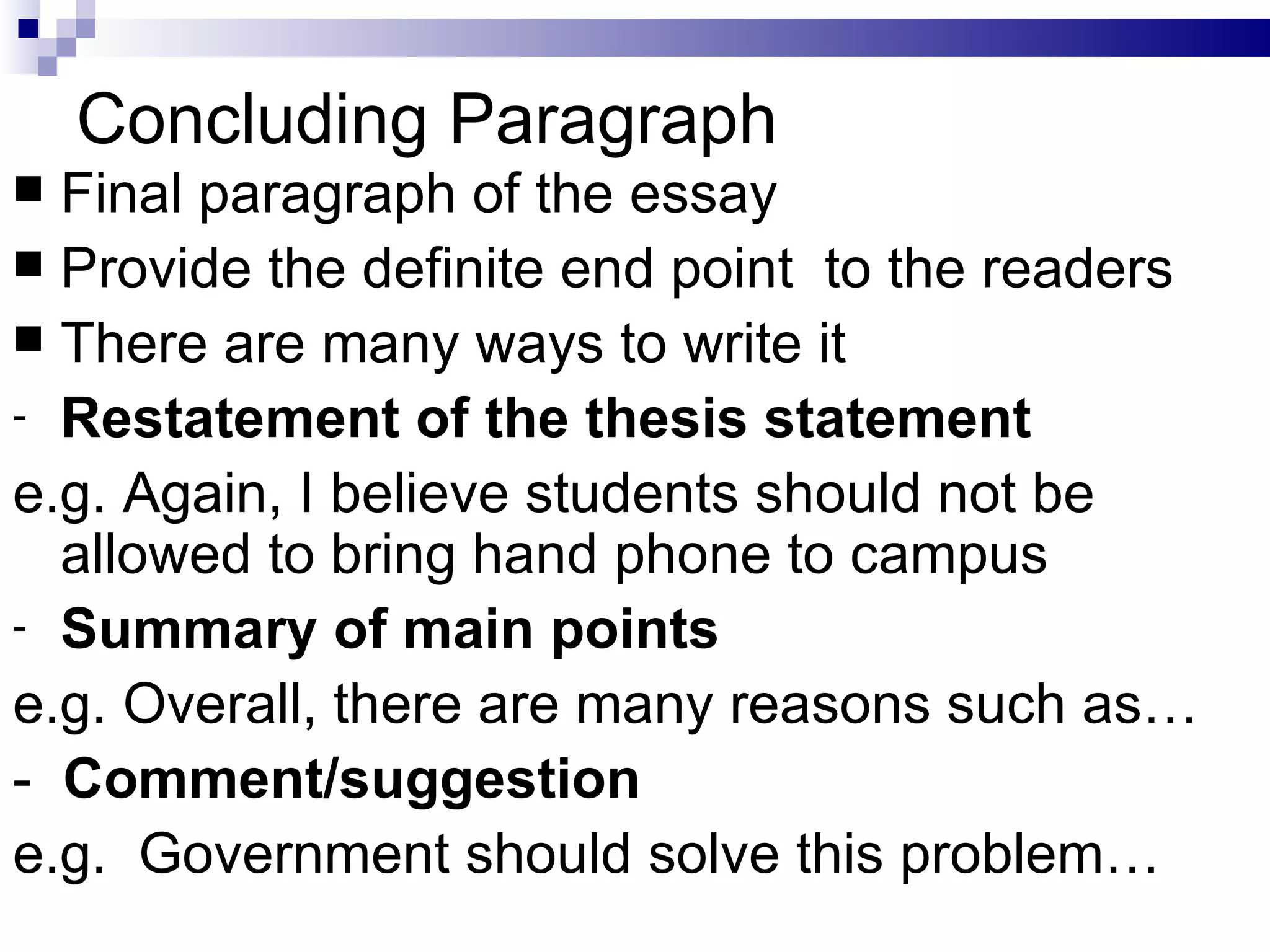 5 para essay structure | PPT