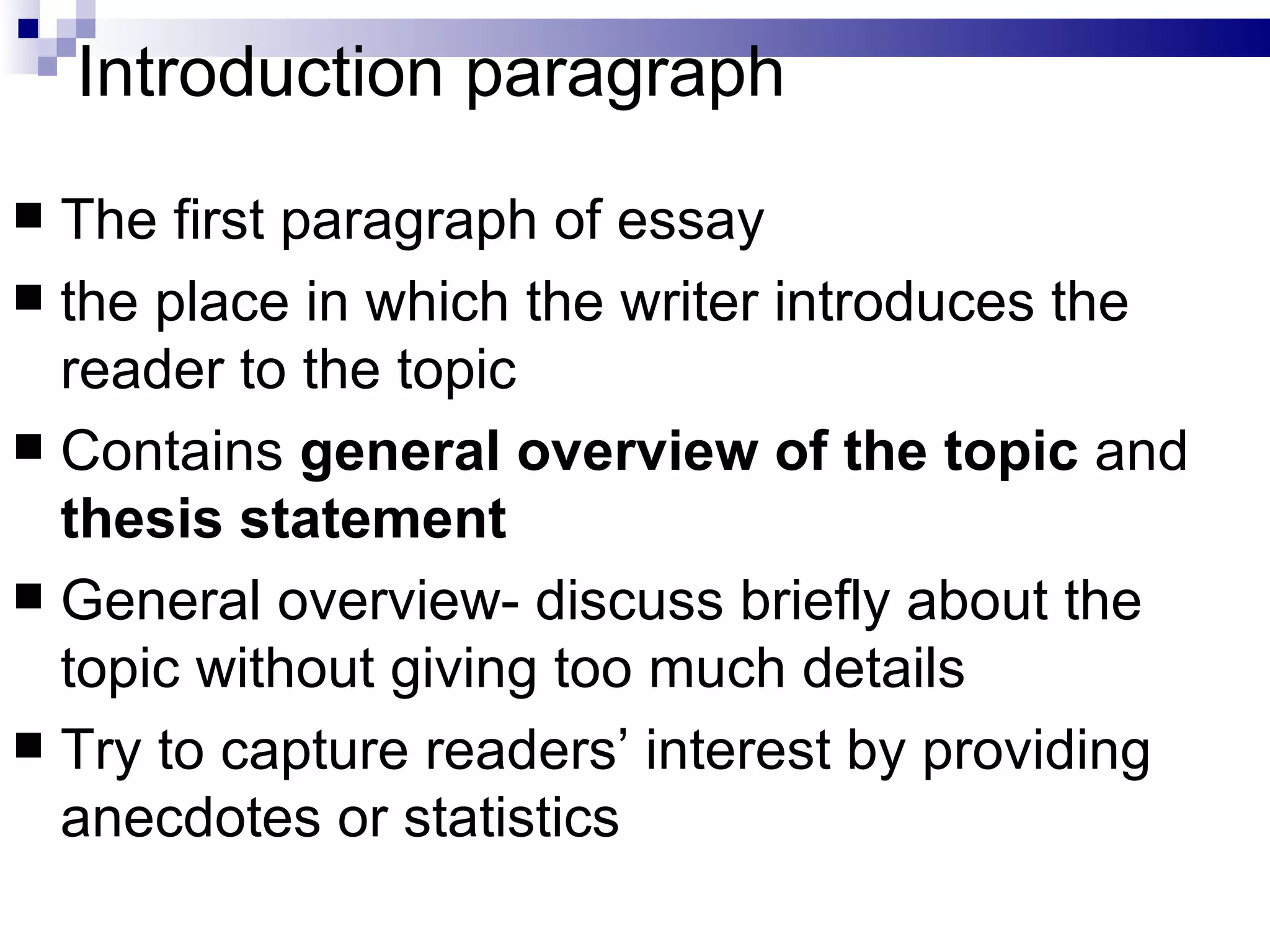 5 para essay structure | PPT
