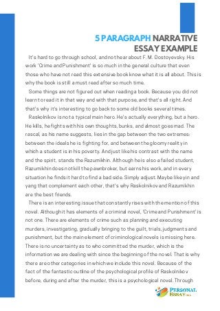 5 Paragraph Narrative Essay Example