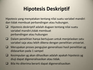 5. pengujian hipotesis deskriptif | PPTX
