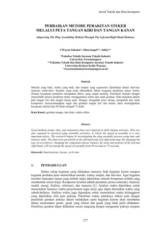 Perbaikan metode perakitan steker melalui peta tangan kiri dan tangan ...