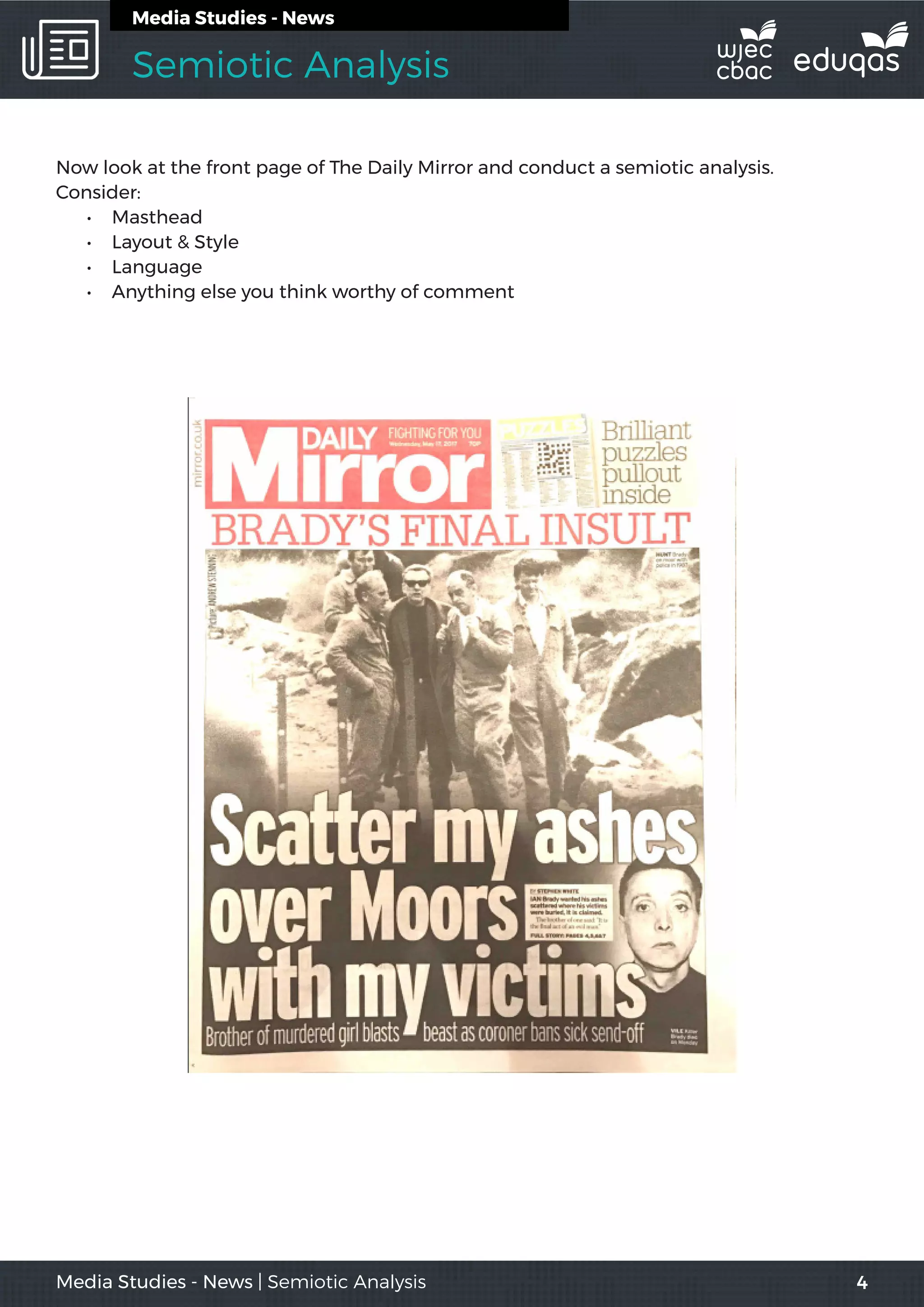 Newspaper print-resource-front-cover-semiotic-analysis | PDF