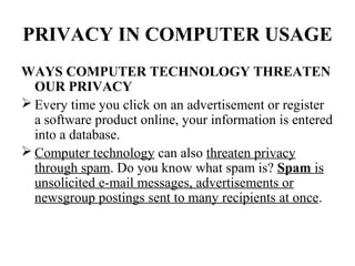 5. privacy in computer usage & biometric devices | PPT