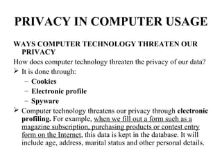 5. privacy in computer usage & biometric devices | PPT