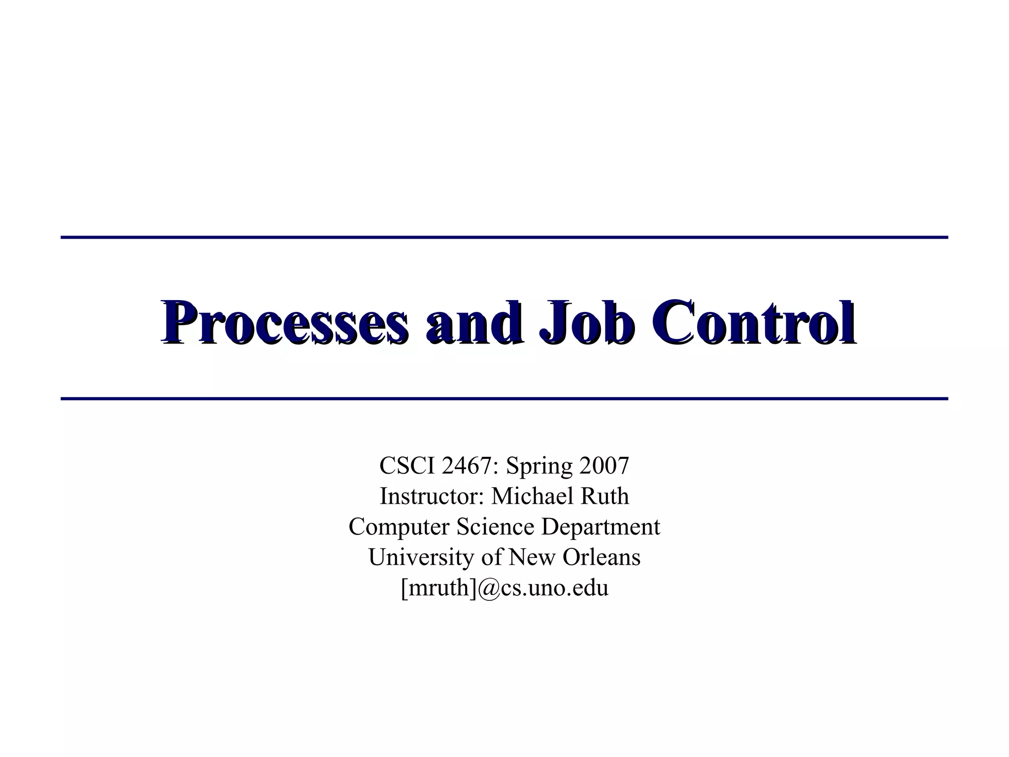 Processes And Job Control | PPT