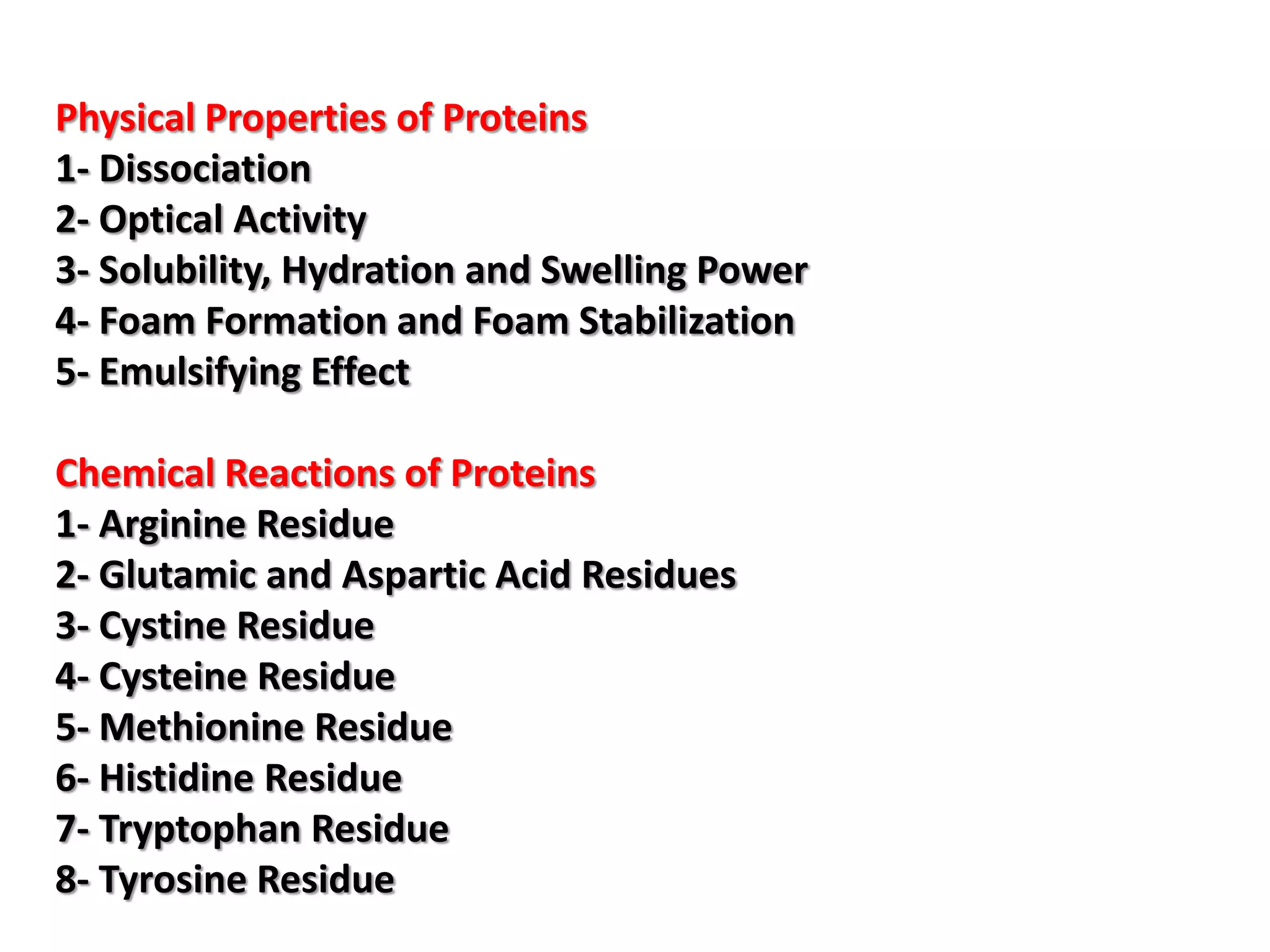 Physico-chemcial Properties of proteins | PDF