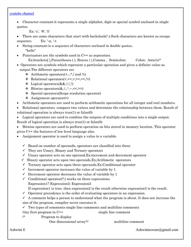 2nd Puc Computer Science Chapter 5 Review Of C Pdf Programming Languages Computing