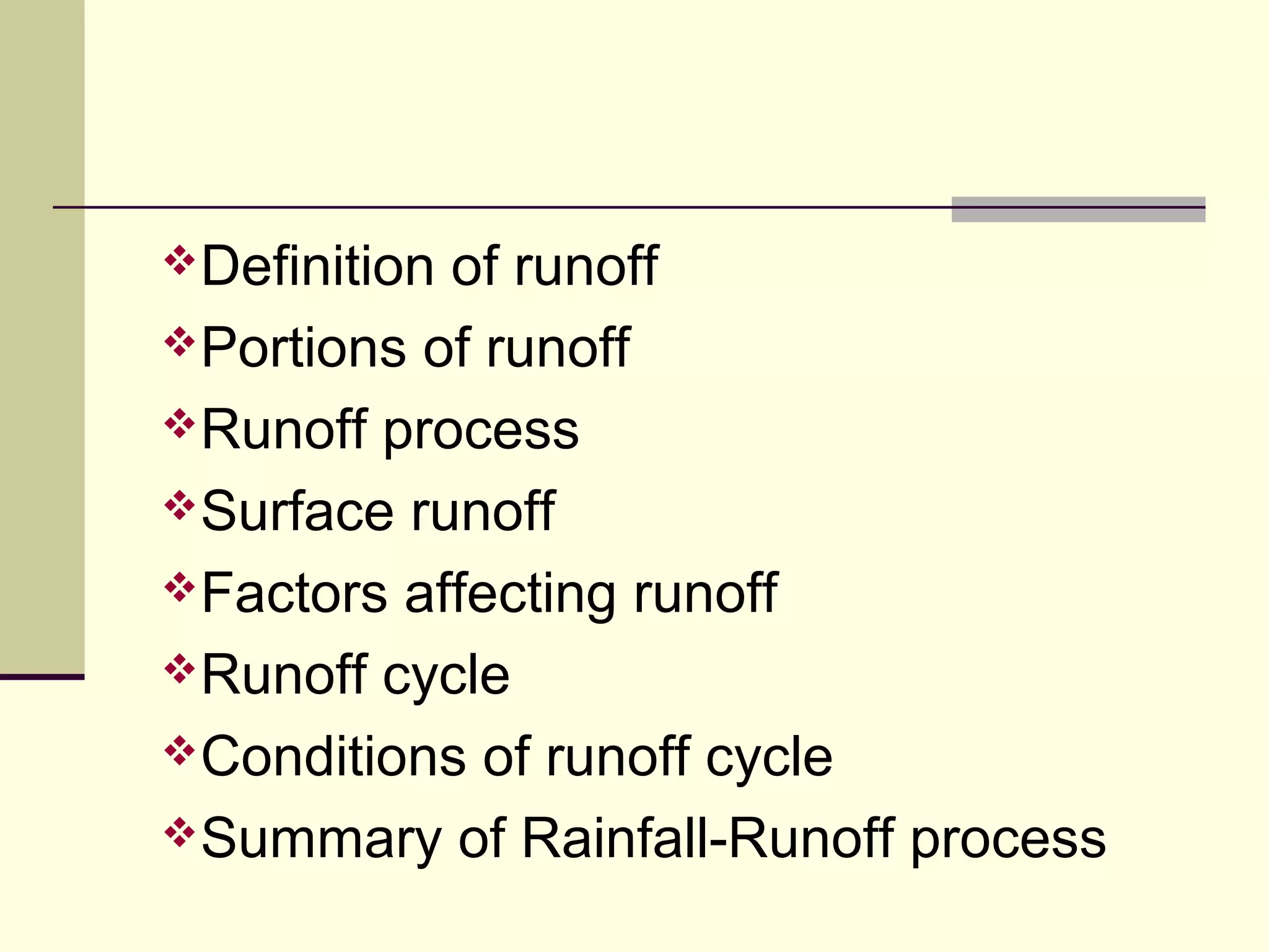 Hydrology (Runoff and factors affecting Run off) | PPT