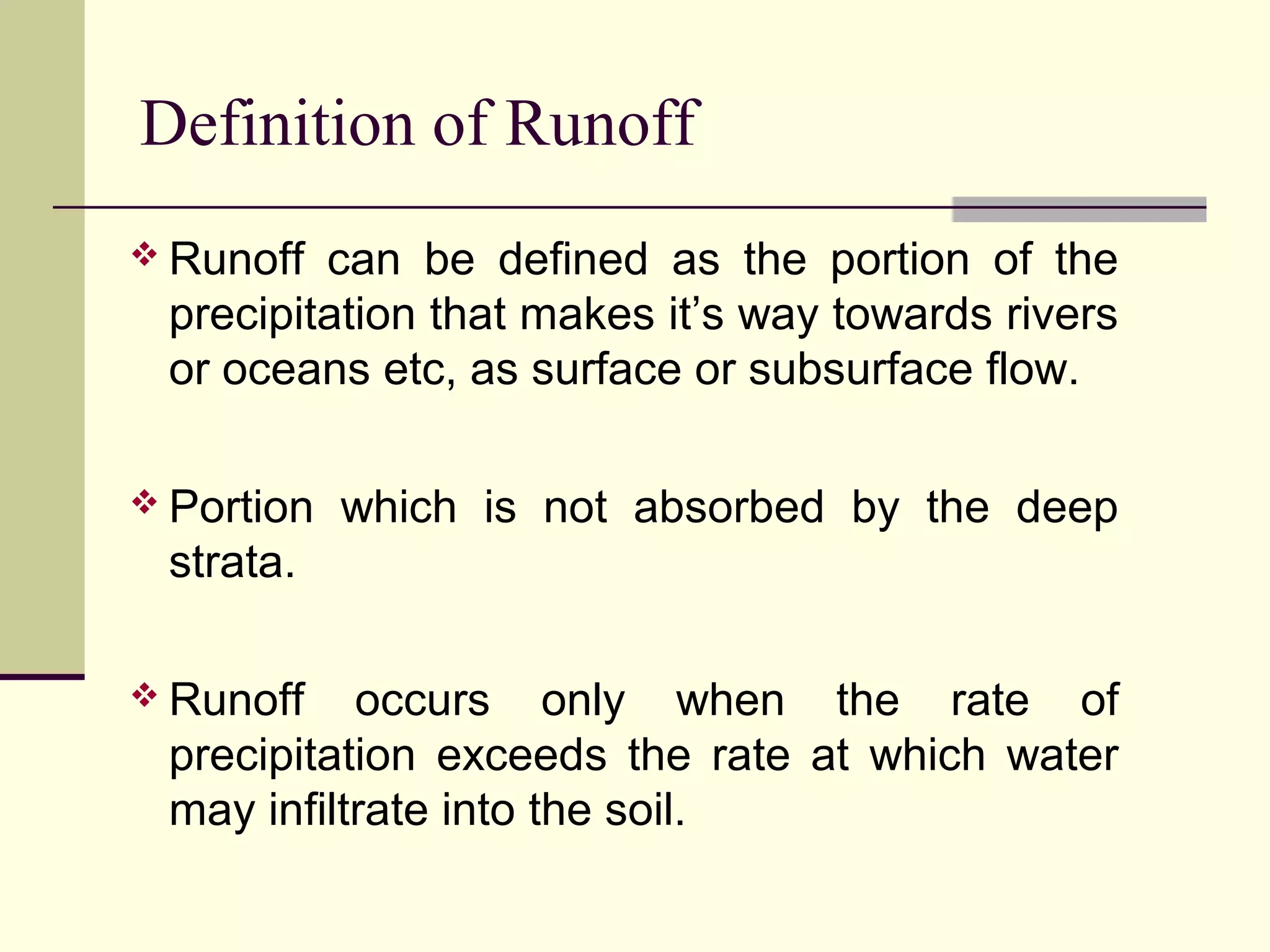 Hydrology (Runoff and factors affecting Run off) | PPT